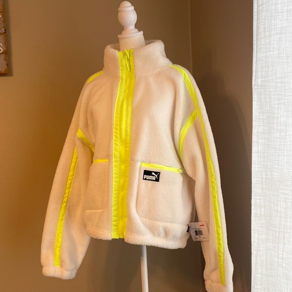 Puma | Jackets & Coats | Nwt Puma Sherpa Fleece Jacket Neon Details Xl ...